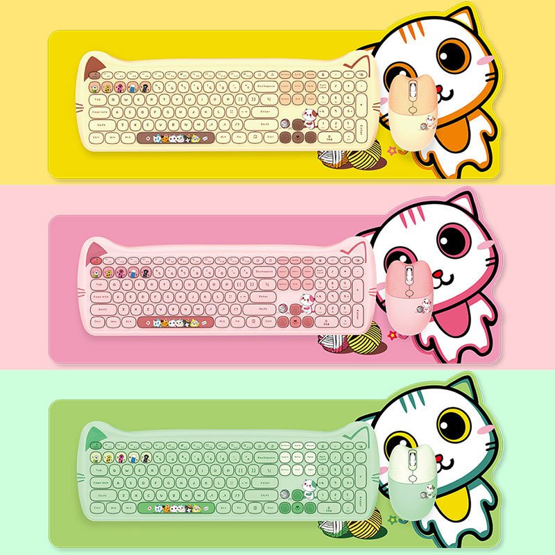 Jual MOFii Wireless Keyboard Mouse Set 2.4G Lucu Meow Cute (Free ...