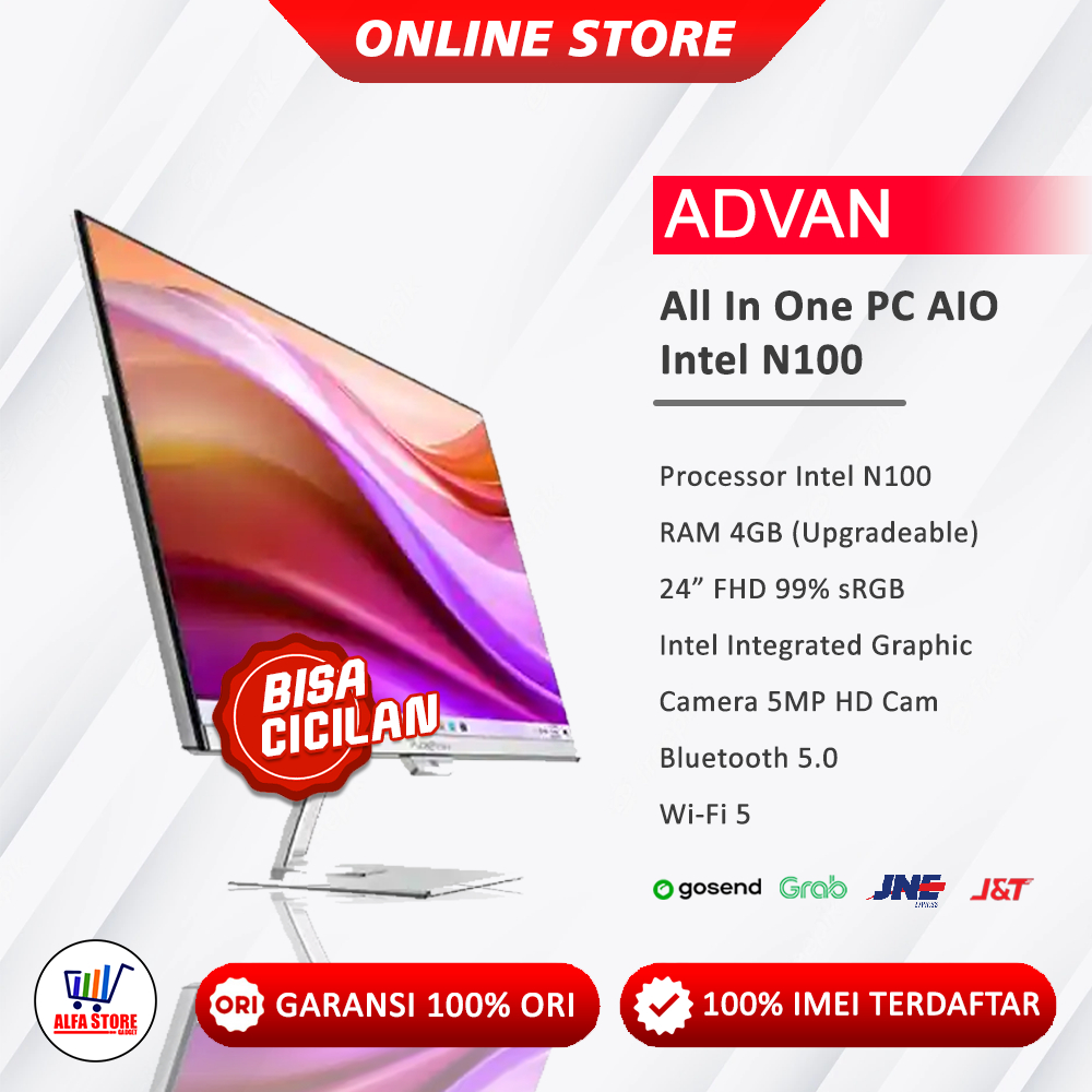 Jual Advan ONEPC Intel N100 RAM 4/128GB All in One PC AIO SRGB 60W Power Saving Windows 11 ...