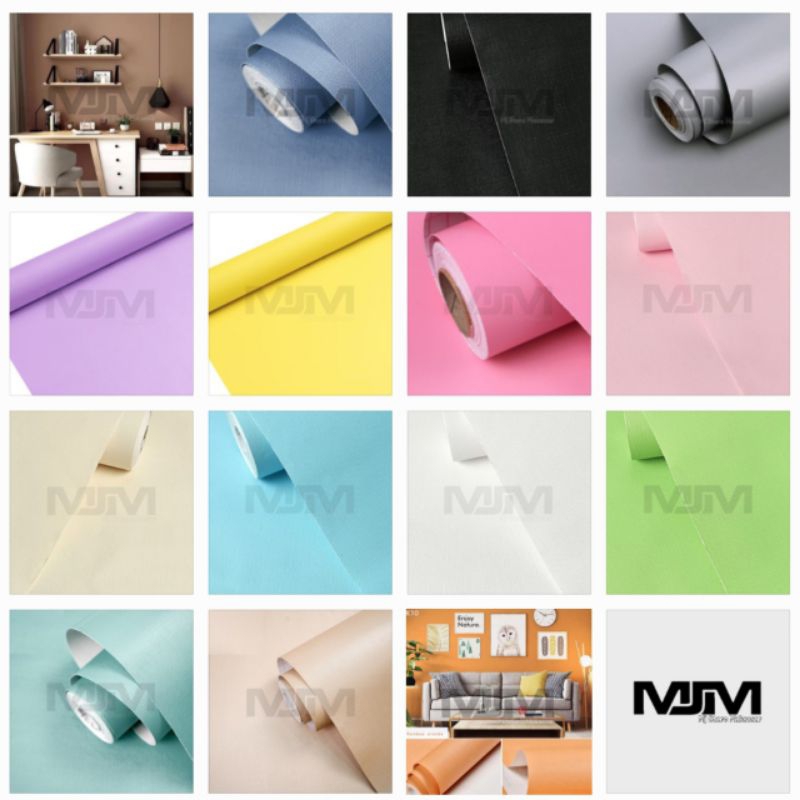 Jual WALLPAPER DINDING Motif POLOS PASTEL BIRU PINK HITAM PUTIH PREMIUM ...