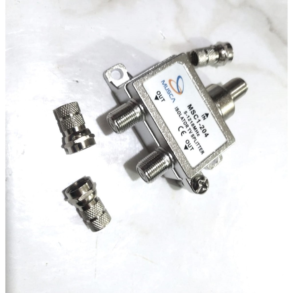 Jual splitter antena tv cabang 2 way spliter Signal + drat connector ...