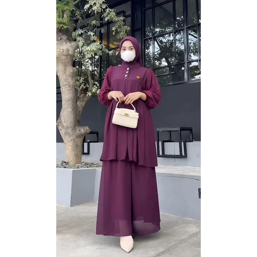 Jual Kalia Set Baju Rok Muslim Free Pashmina Bahan Ceruty Babydoll Full ...