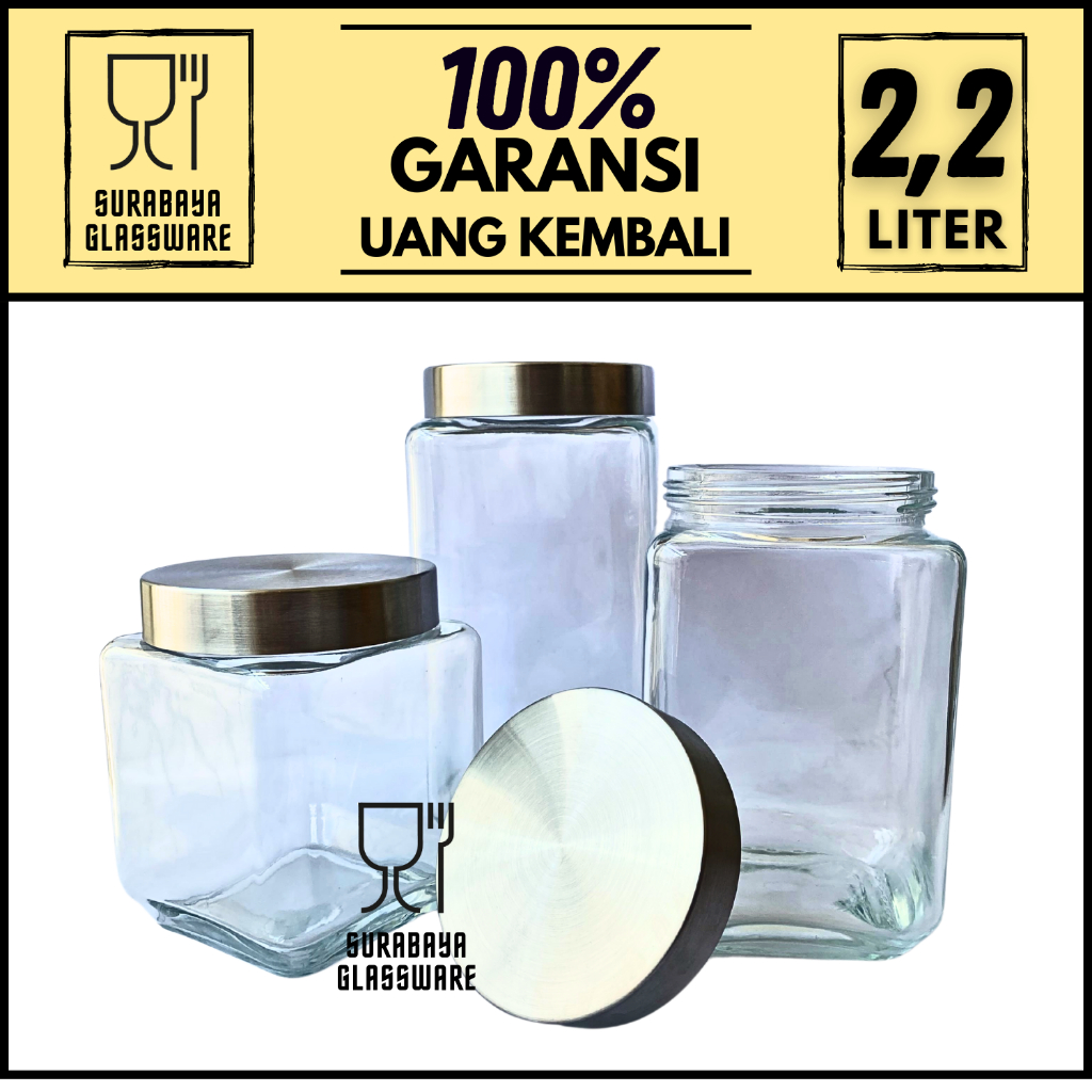 Jual TOPLES KACA KEDAP UDARA 2 LITER TEMPAT WADAH PENYIMPANAN TOPLES ...