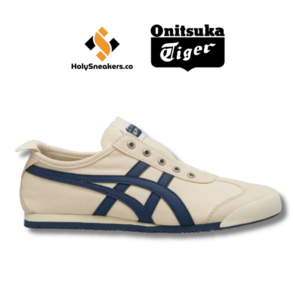 Jual Sepatu Onitsuka Tiger Mexico 66 Slip On Cream Navy Kanvas BNIB Free Paper Bag Free Kaos ...