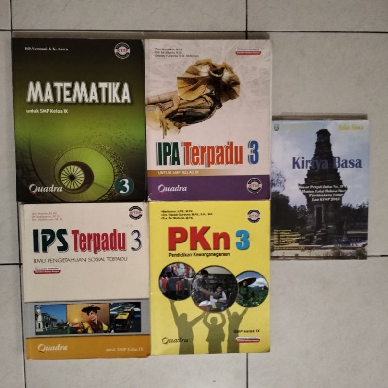 Jual Buku Paket Kelas 9/IX SMP (Mat, IPA, IPS, PPKN, B.Jawa) Quadra, Kurikulum KTSP | Shopee ...