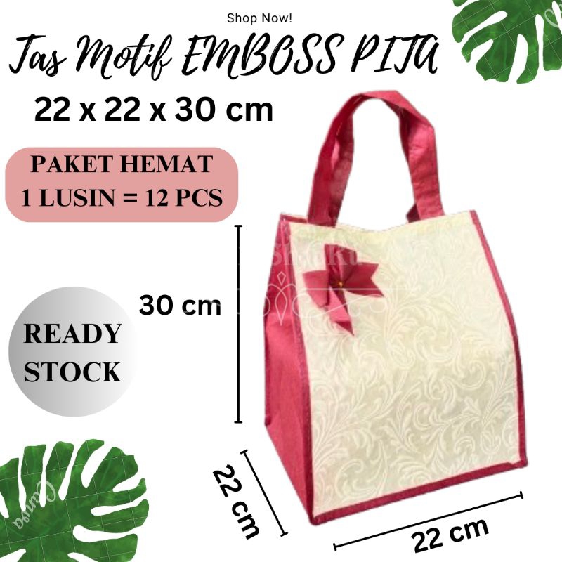 Jual (1 LUSIN = 12 PCS) Tas Hajatan MOTIF EMBOSS PITA 22x22 cm Tinggi 30 cm Premium | Shopee ...