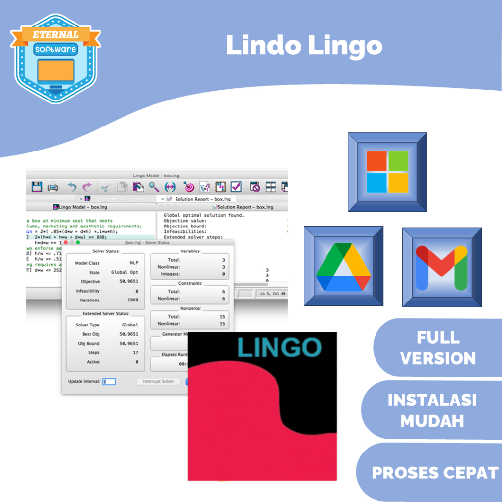 Jual Lindo Lingo Full Version Aplikasi Analisis Pemograman Linear Dan Non Linear Full Lisensi ...