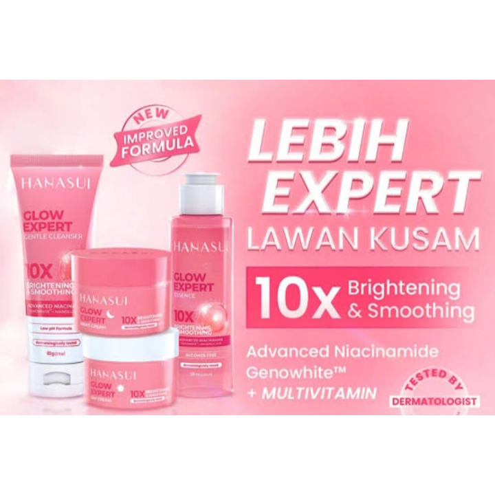Jual [ 4 PRODUK Pink ] PAKET HANASUI GLOW EXPERT ESSENCE+DAY+NIGHT ...