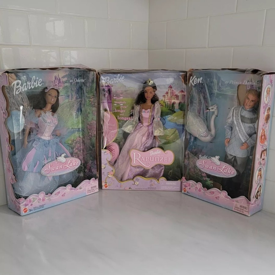Jual Barbie Swan Lake African American Odette & Prince Daniel & black ...
