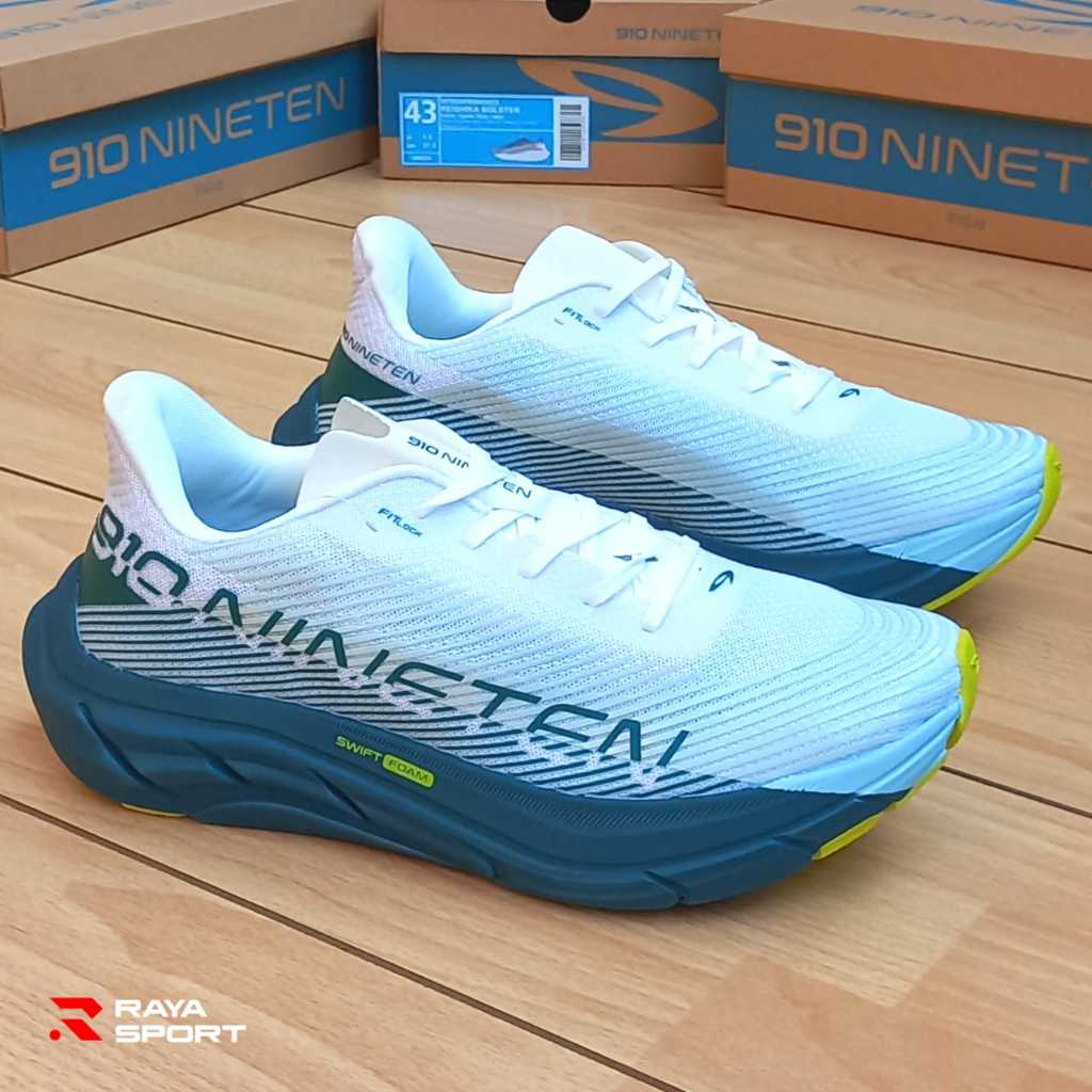 Jual 910 NINETEN REISHIKA BOLSTER PUTIH DARK TEAL ABU SEPATU RUNNING ...