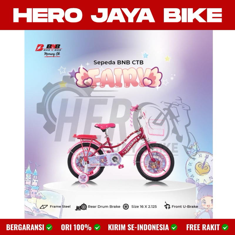 Jual Sepeda Anak Perempuan BNB FAIRY Ukuran 12 16 & 18Inch Keranjang ...
