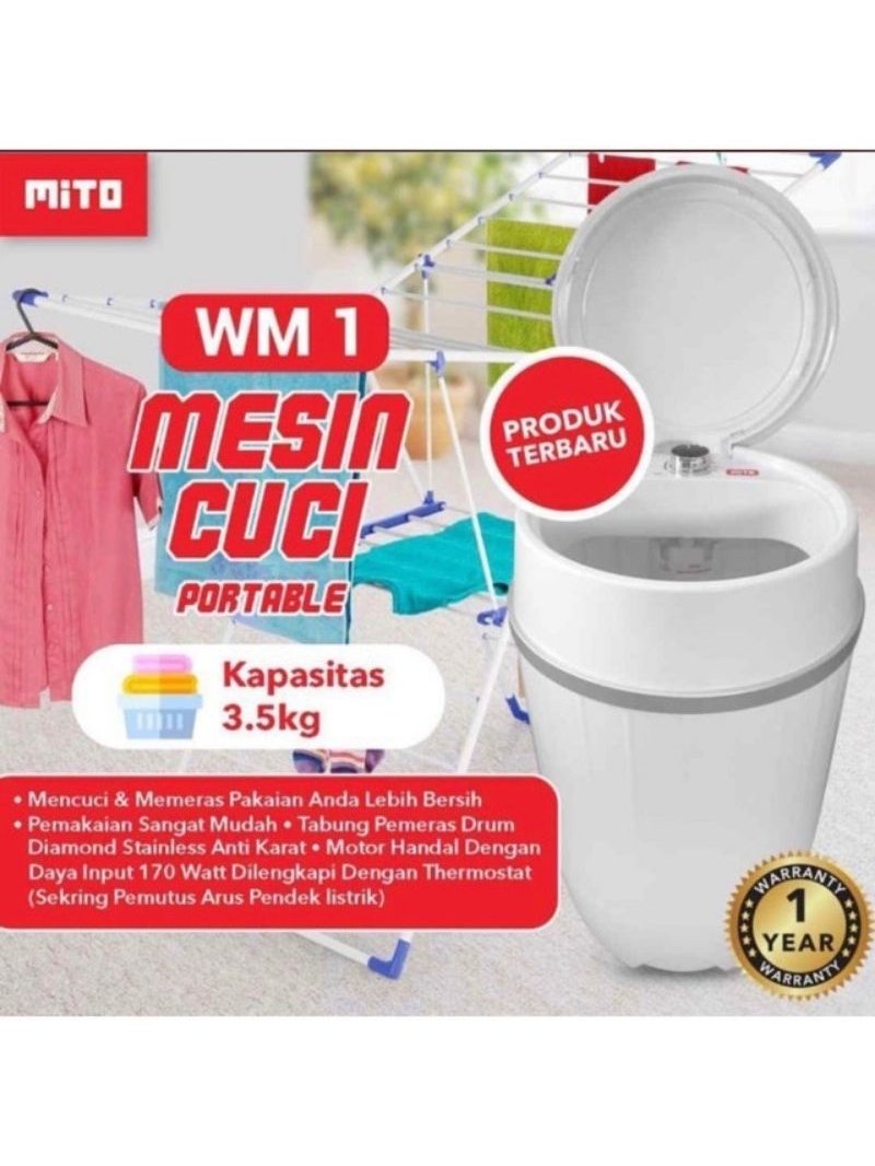Jual Mesin Cuci Mito WM 1 WM1 Mesin Cuci Portable Mesin Cuci Mini Mito ...
