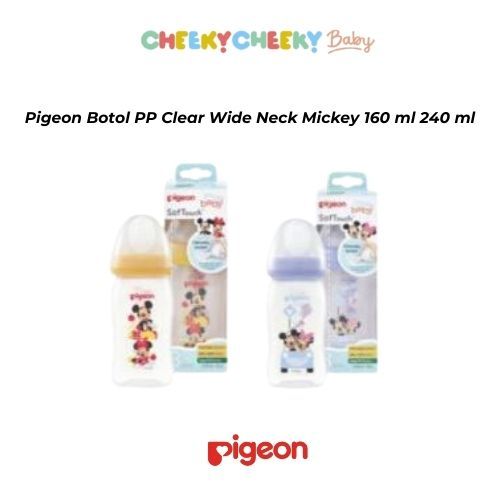 Jual Pigeon Botol PP Clear Wide Neck Mickey 160 ml 240 ml / Botol Susu Bayi | Shopee Indonesia