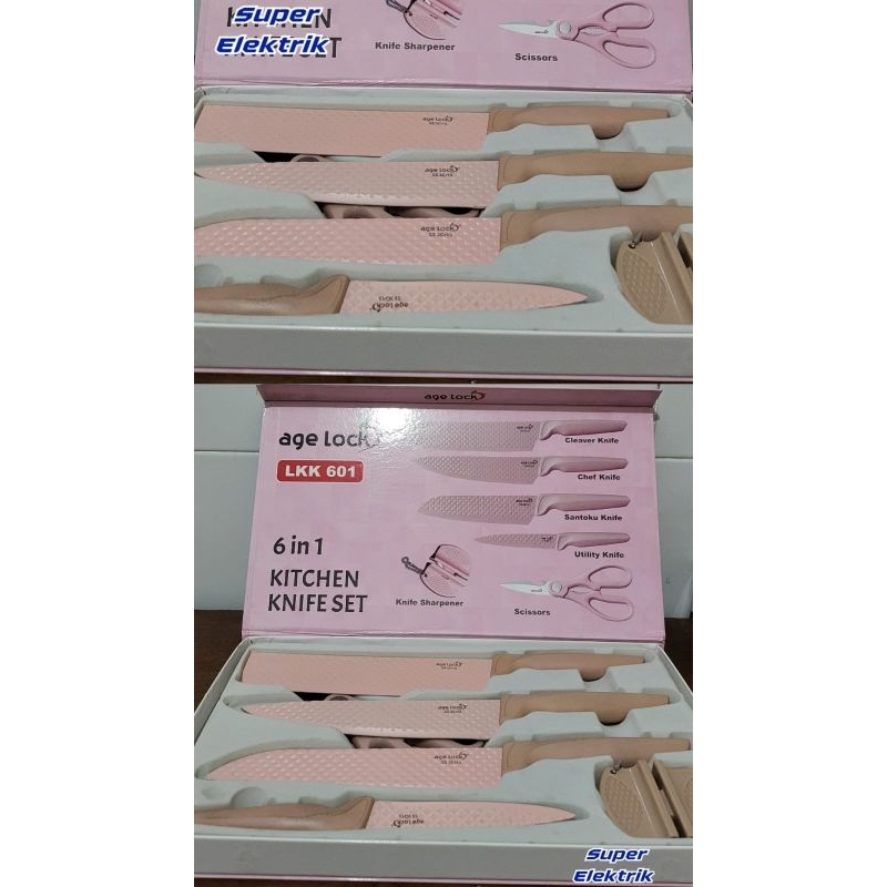 Jual Pisau Dapur Set Pemotong daging sayuran plus gunting dan pengasah ...