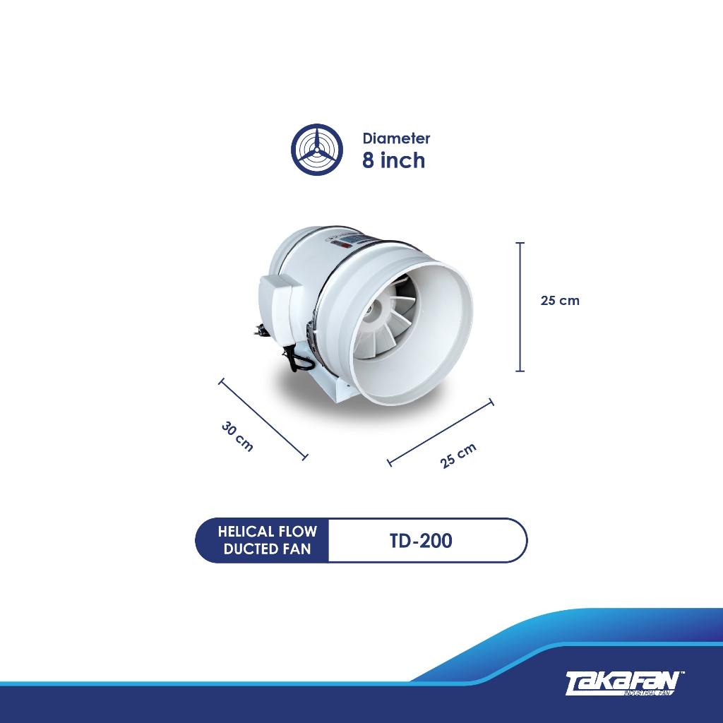 Jual Helical Flow Duct Fan 8 inch Blower Hisap - Takafan TD-200 Kipas ...