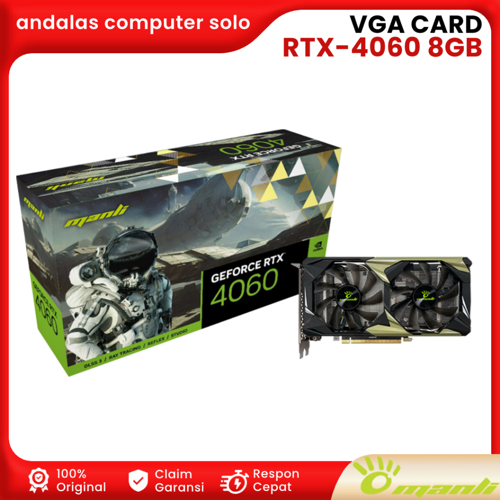 Jual VGA CARD MANLI GeForce RTX-4060 8GB GDDR6 NEBULA TWIN VGA CARD ...