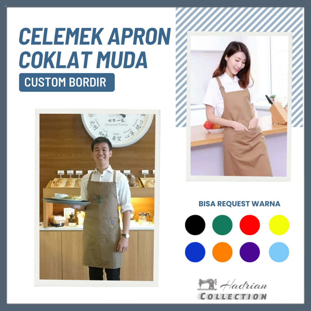 Jual Celemek / Apron Custom Dewasa Coklat Muda All Size | Shopee Indonesia