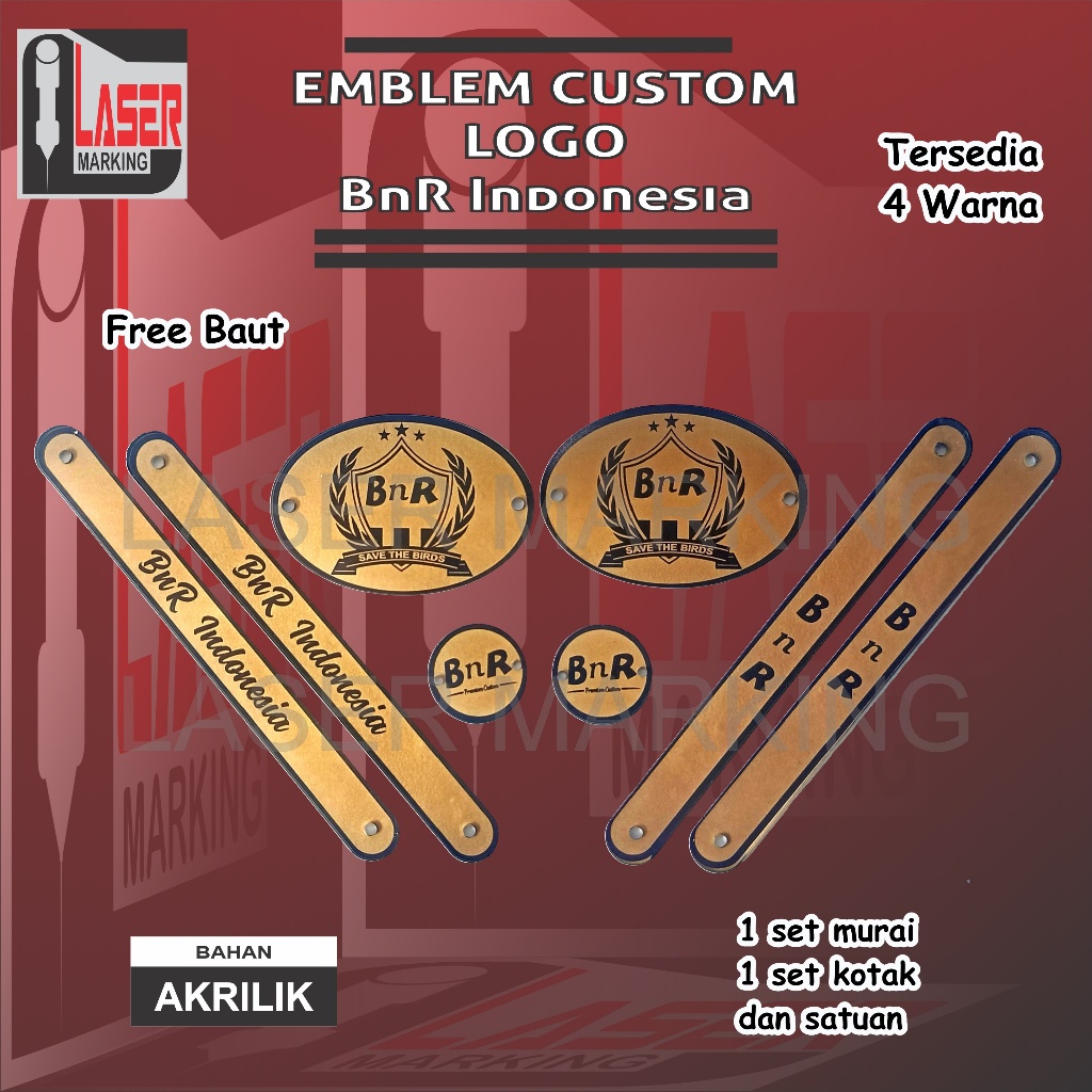 Jual EMBLEM LOGO BnR INDONESIA SANGKAR BURUNG 1SET MURAH BAHAN AKRILIK ...