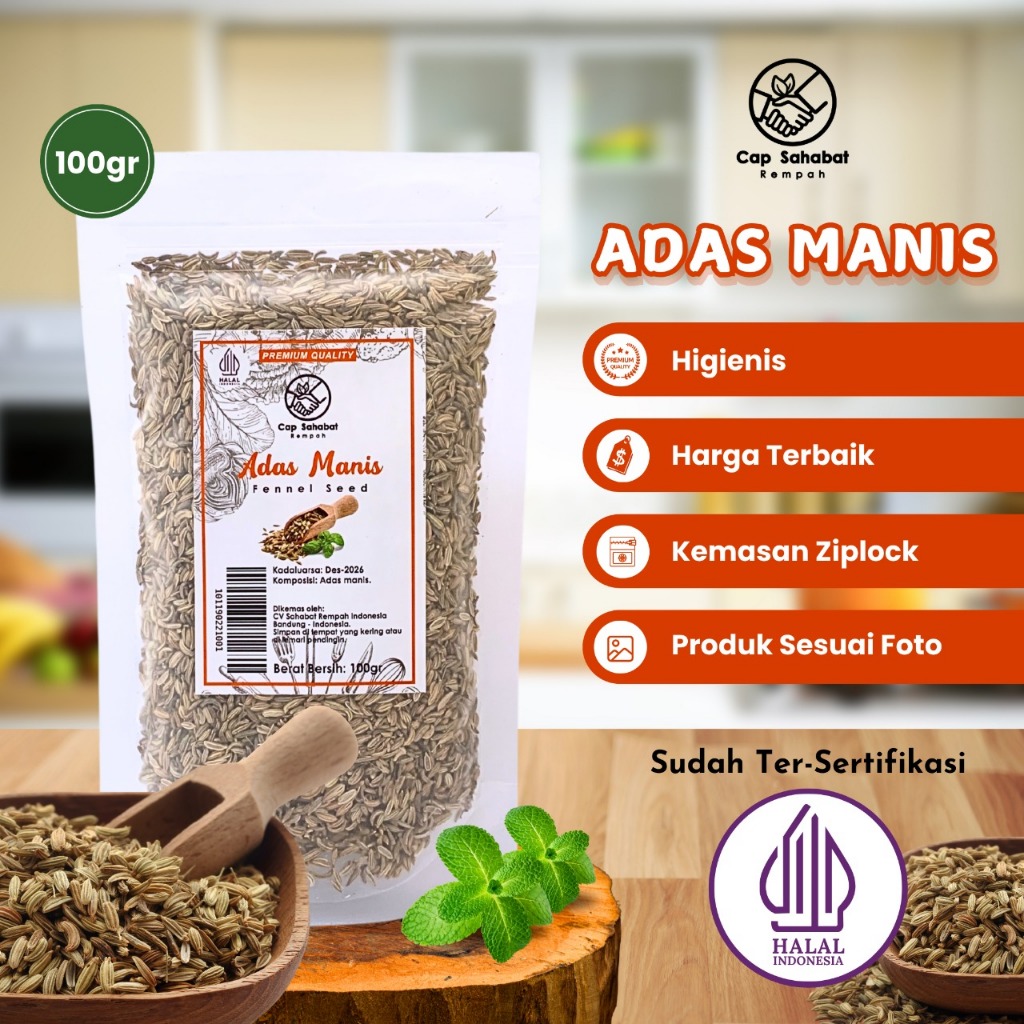 Jual 100gr Adas Manis / Fennel Seeds / Rempah / JSR 100% PREMIUM ...