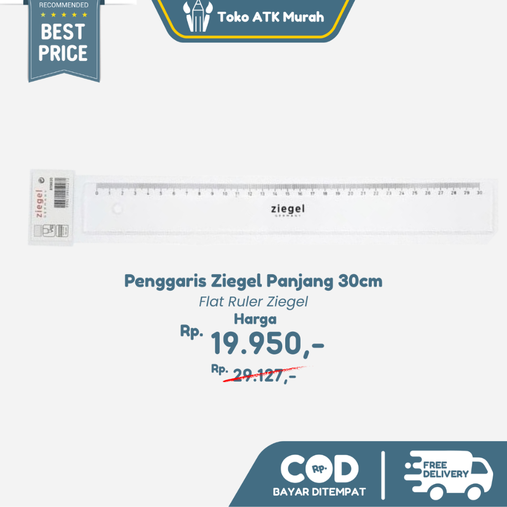 Jual Penggaris Ziegel Flat Ruler 30cm – Penggaris Untuk Gambar Teknik ...