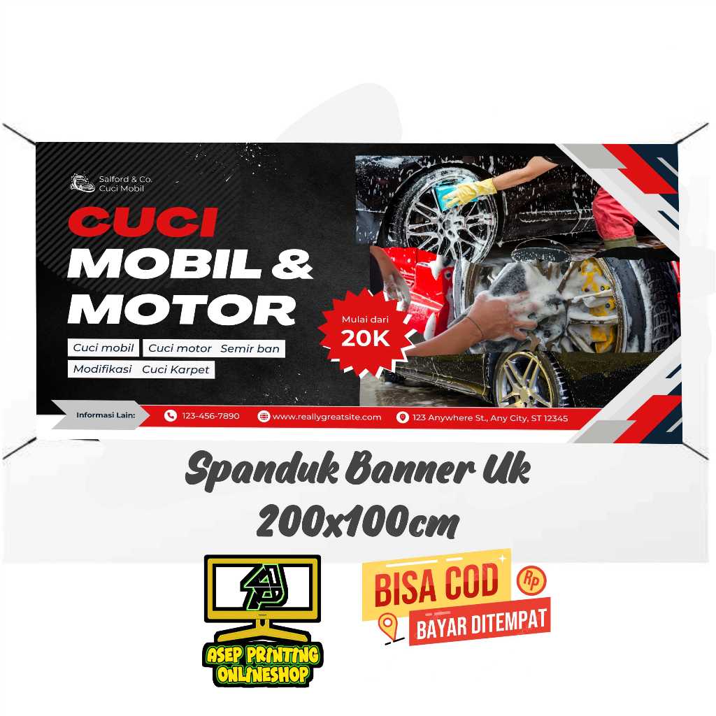 Jual Print spanduk banner 200x100 cuci motor mobil dan motor custome ...