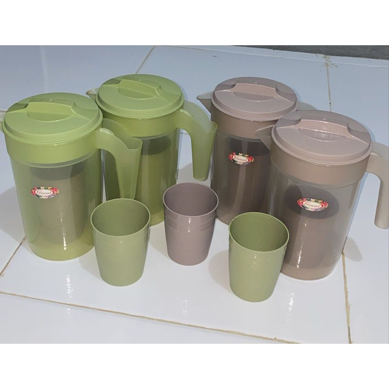Jual Eskan Plastik 3 IN 1 / Teko 1 Liter + 2 Gelas | Shopee Indonesia
