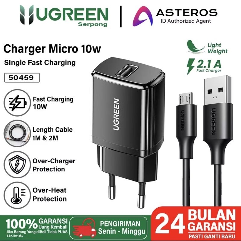 Jual UGREEN 10W USB CHARGER 2.1A + KABEL DATA MICRO USB / TYPE C | Shopee Indonesia