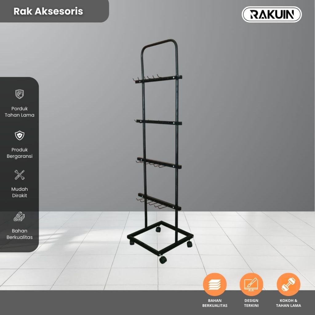 Jual RAK AKSESORIS - RAK DISPLAY AKSESORIS BESI DENGAN RODA KOKOH /RAK ...
