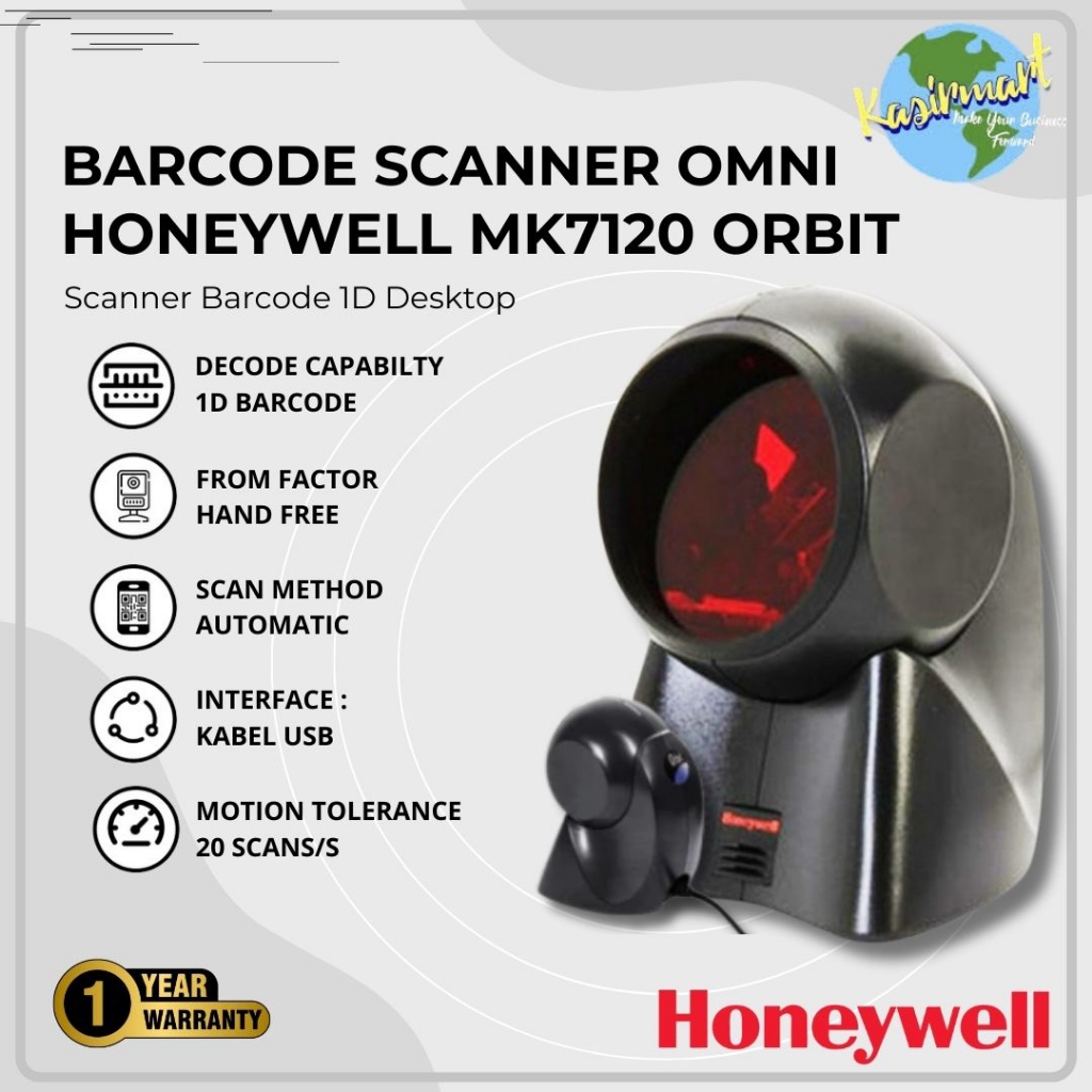 Jual Barcode Scanner 1D Honeywell MK7120 USB Scan Barcode Orbit MS7120 ...