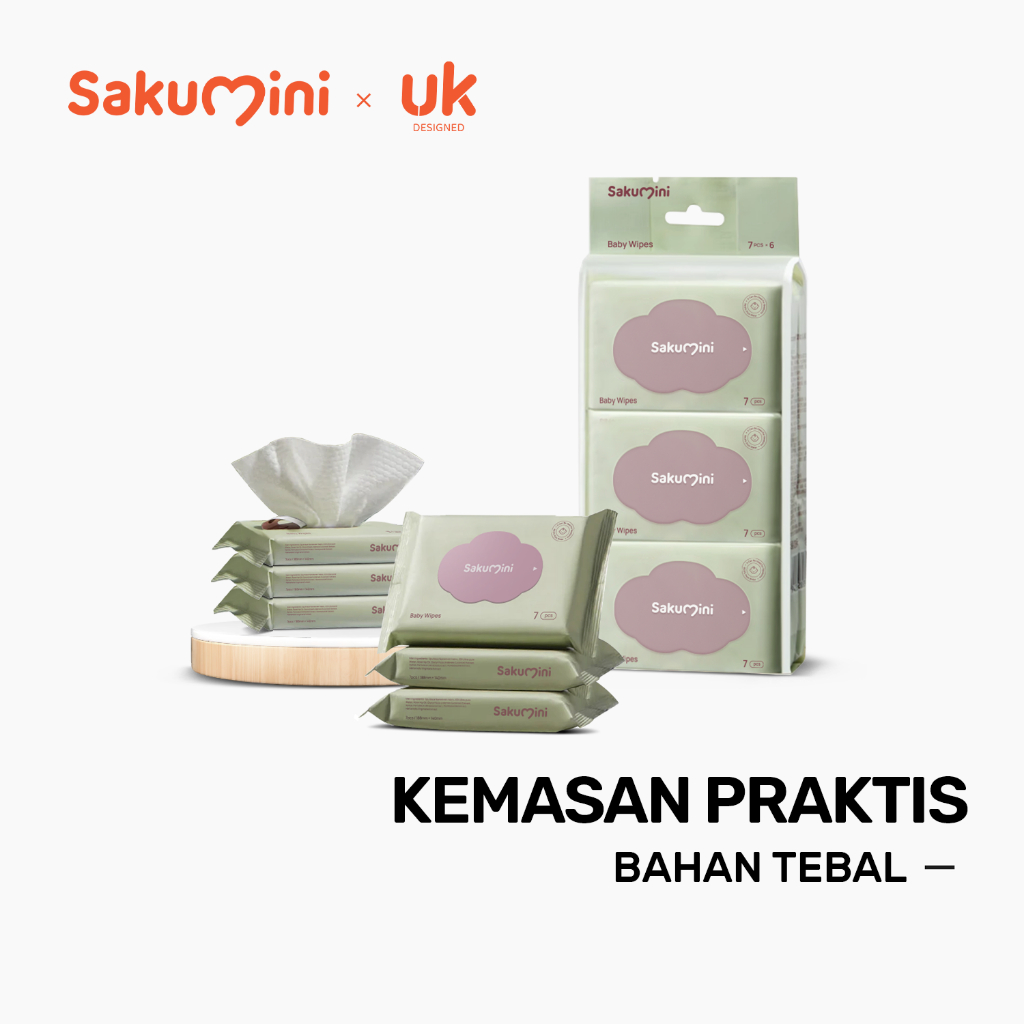 Jual Sakumini Tisu Basah untuk Bayi Wet Tissue Baby Wipes Mini 7 Pcs ...