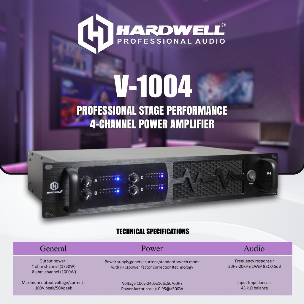 Jual Power Amplifier Hardwell V-1004 / V1004 / V 1004 4 c Channel 1000 ...