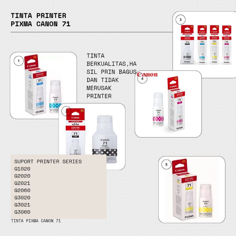 Jual TINTA CANON 71 SATU SET G1020, G2020, G3020, G3060 | Shopee Indonesia