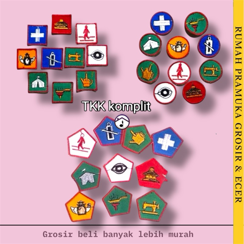 Jual Bedge Bordir TKK Wajib Komplit (sepaket 10pcs) Siaga Penggalang Penegak (bed TKK wajib ...