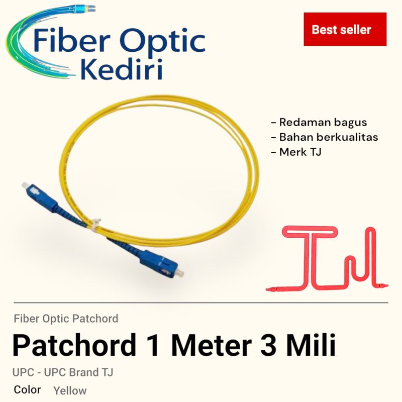 Jual patchord 1 meter 3 mili brand TJ pachcore patcore fiber optic kuning upc kabel fiber path ...