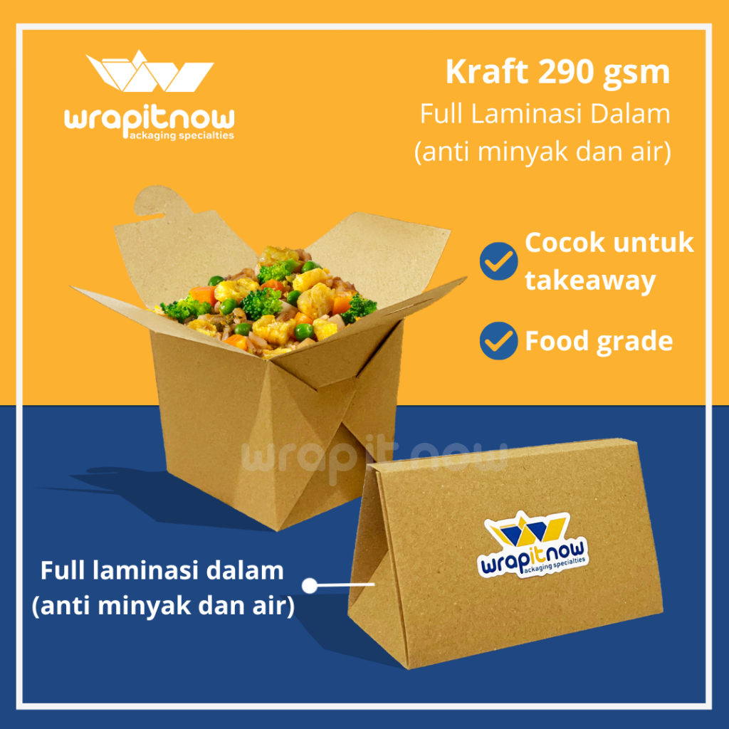 Jual Food pail M L paper lunch rice box rice bowl take away dus nasi ...