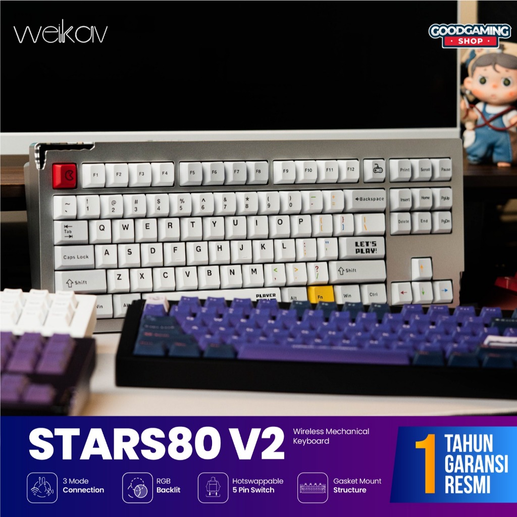 Jual Weikav Stars80 V2 / Stars 80 v2 TKL Aluminum Tri-mode QMK/VIA FR4 ...