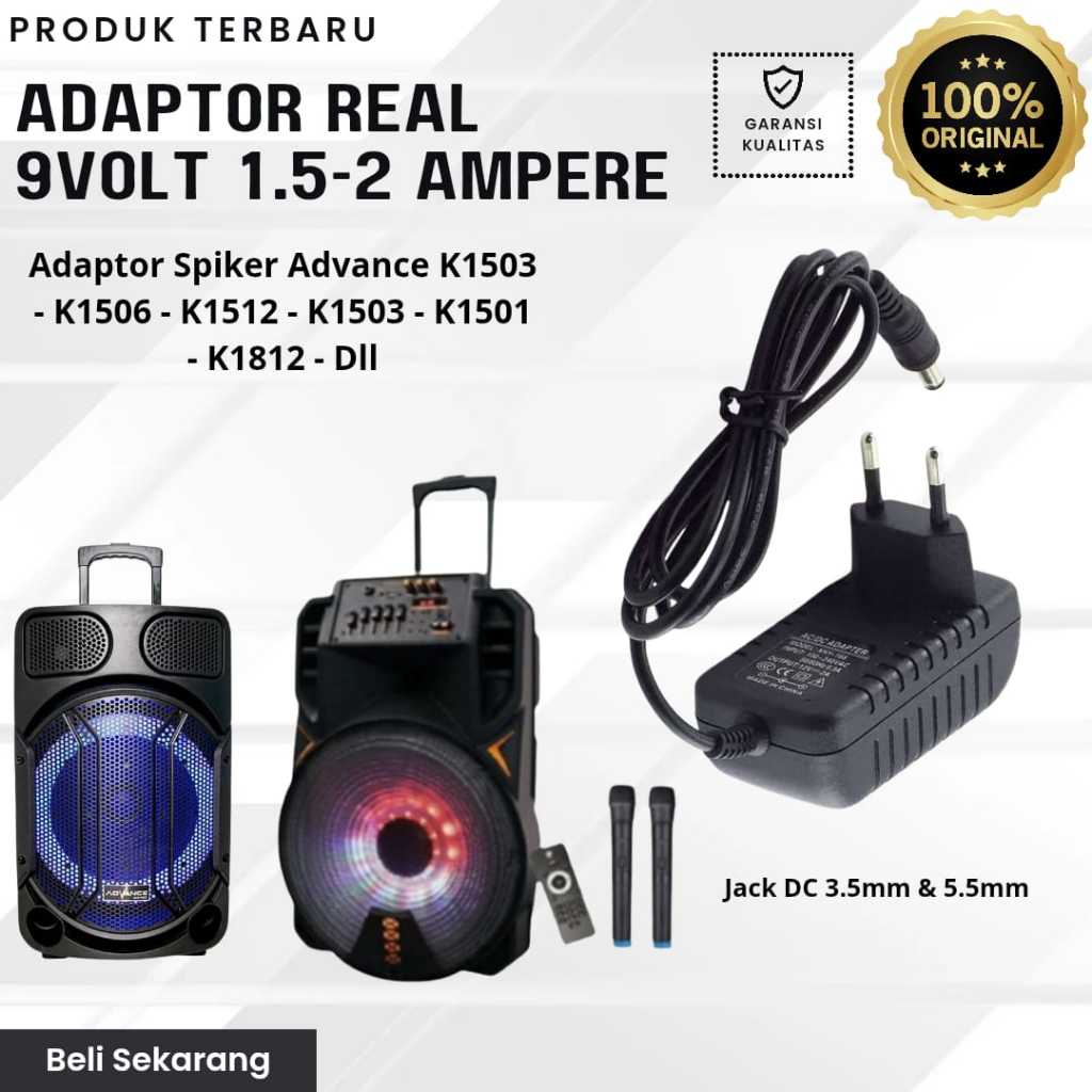 Jual TERMURAH Adaptor charger cas speaker portabel meting Advance 9V 1.5A - 9V 2A untuk seri ...