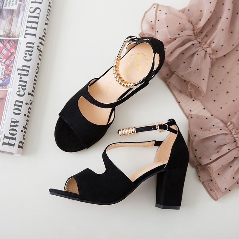 Jual sandal heels wanita hak tahu 5 cm ukuran jumbo 41 42 43 | Shopee ...