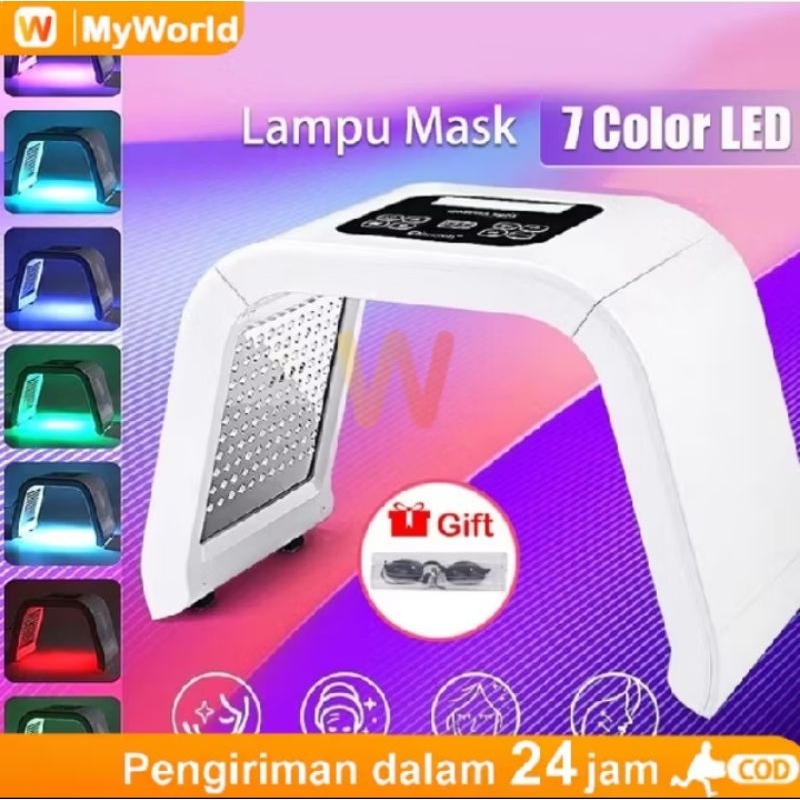 Jual COD-PDT LED Masker nano alat facial wajah light 7 warna hidrasi ...
