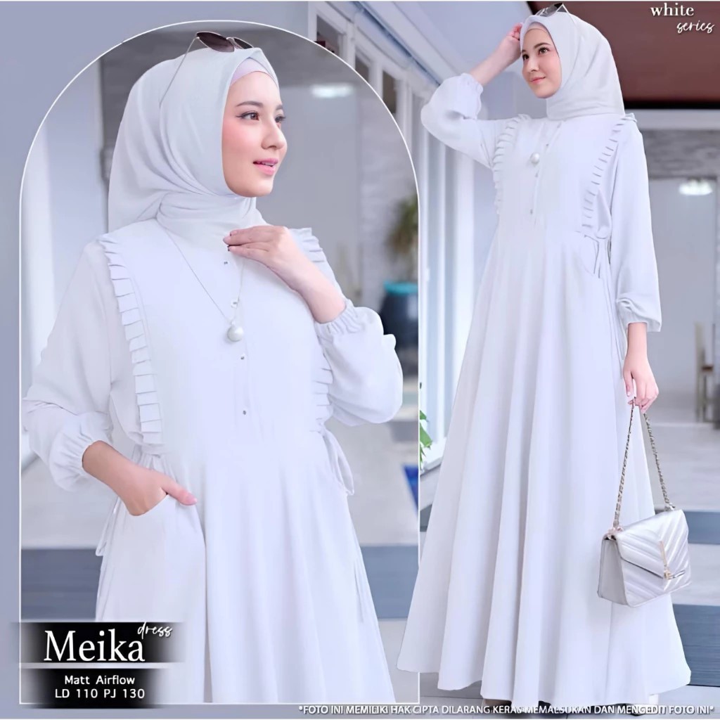 Jual Gamis Putih Manasik Haji Wanita Polos Crinkle Airflow | Shopee ...