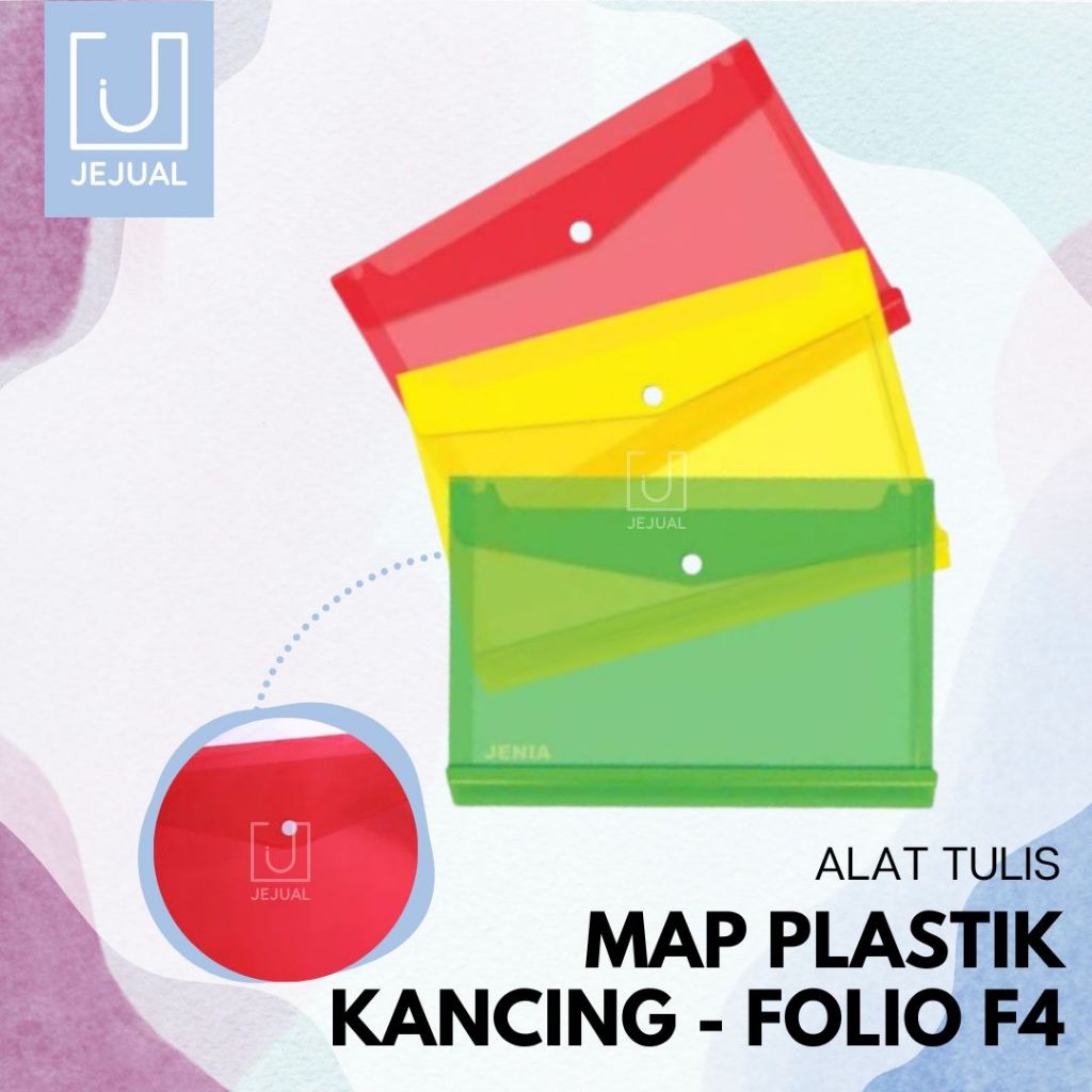 Jual Map Plastik dengan Kancing Kertas Folio (F4) Cetetan Banyak Warna ...