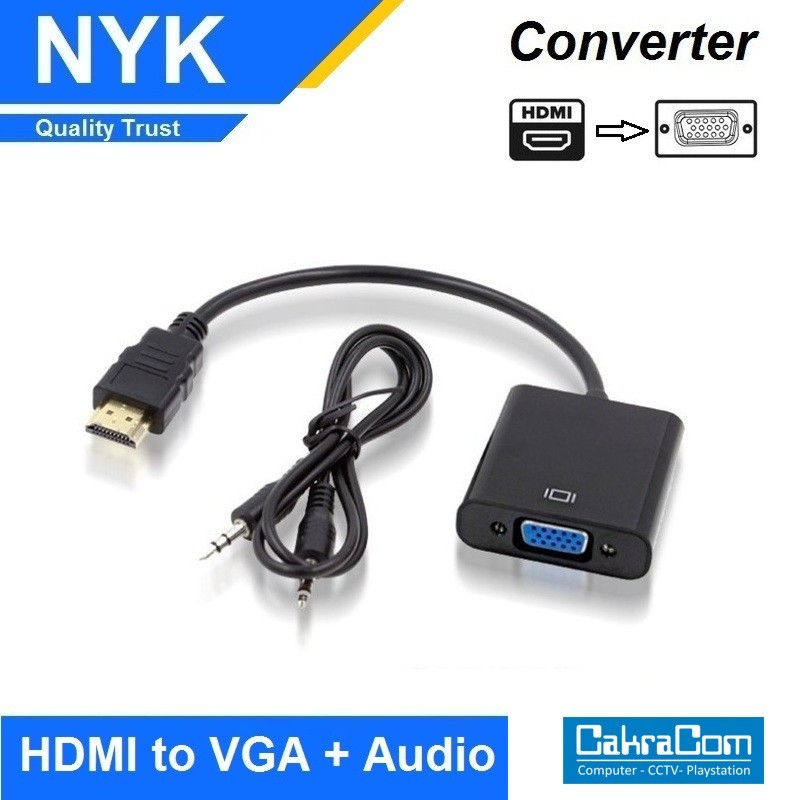 Jual NYK Converter Cable HDMI to port VGA / SAMBUNGAN HDMI TO VGA + AUDIO / CONNECTOR HDMI TO ...
