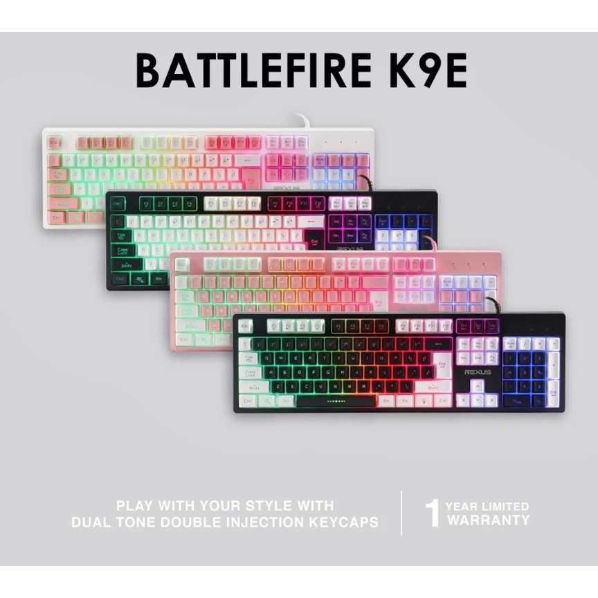Jual Rexus K9E Battlefire Full Size Gaming Keyboard | Shopee Indonesia