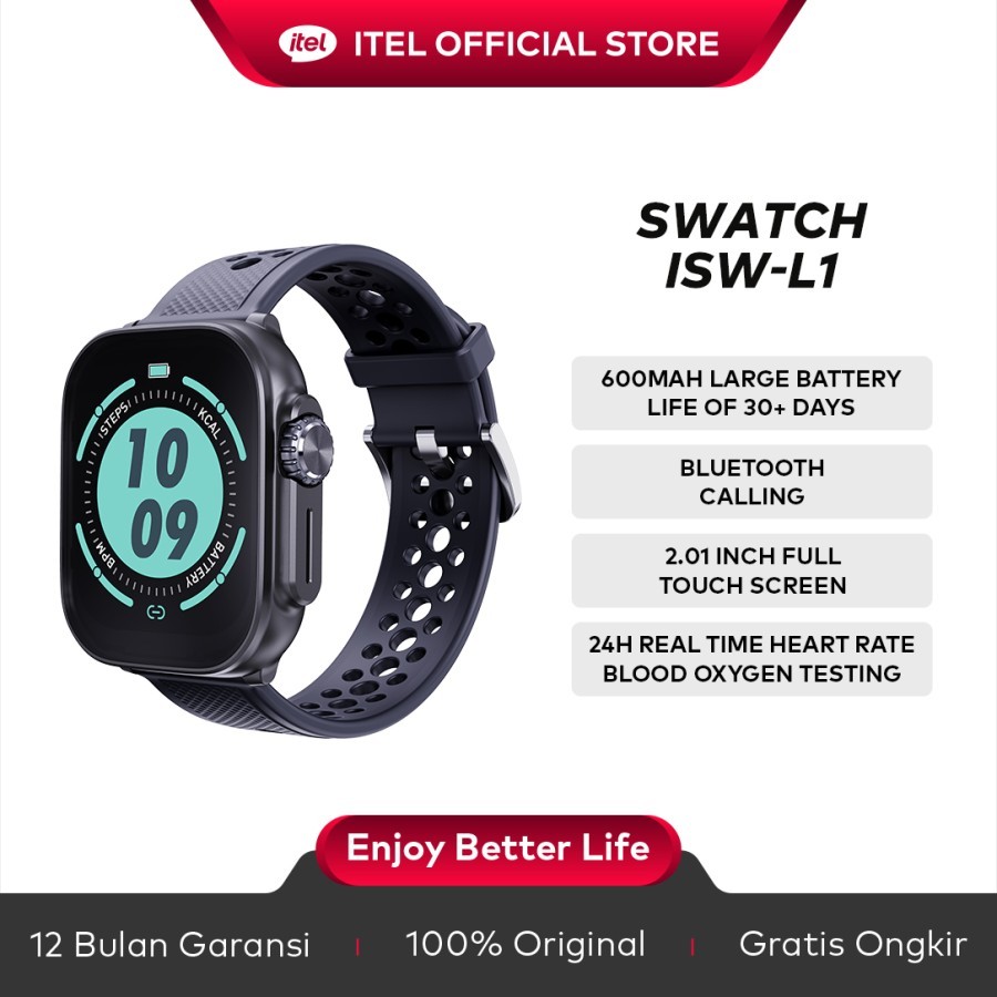 Jual itel Smartwatch ISW-L1 | 2.01” HD Touch Screen | Bluetooth Calling ...