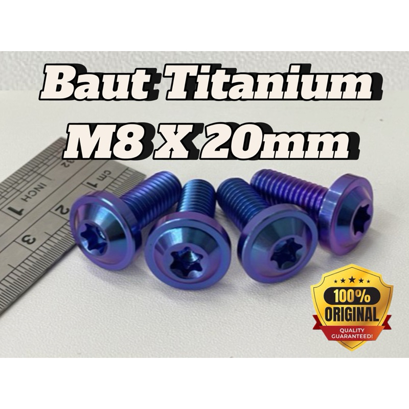 Jual BAUT TITANIUM GR5 M8 X 20mm DRAT 12 PANJANG 2cm BIG HEAD SMALL ...