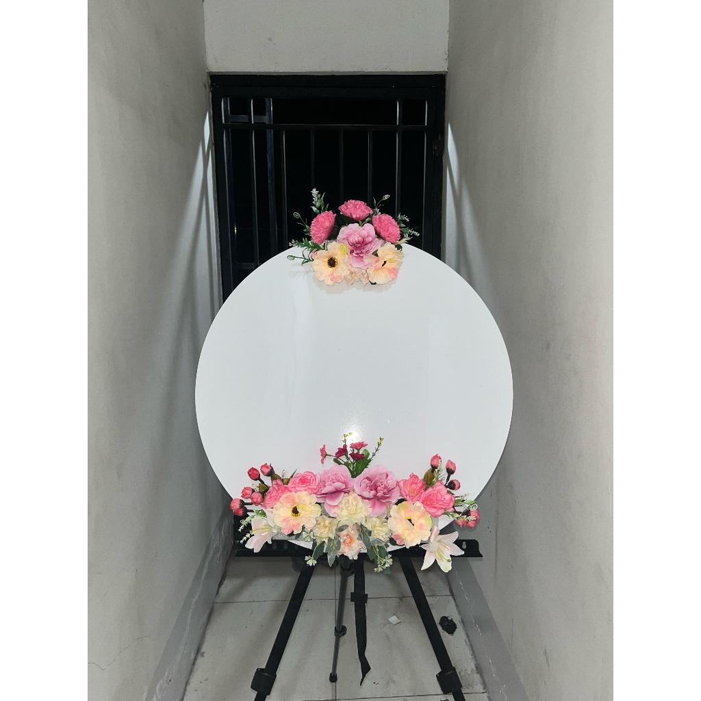 Jual [AKRILIK BUNGA] PAPAN AKRILIK BULAT PUTIH BUNGA PINK | Shopee ...