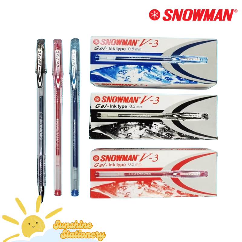Jual [BOX/12PCS] SNOWMAN Pulpen V-3 / Gel Pen V3 | Shopee Indonesia