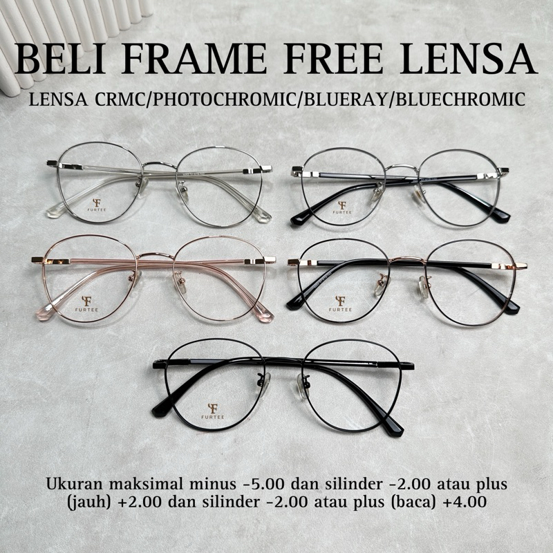 Jual [BELI FRAME FREE LENSA BEBAS PILIH] Kacamata Metal 3629 Oval Bulat ...
