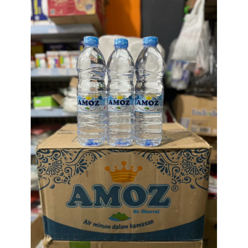 Jual 1 DUS/ KOTAK AIR MINERAL AMOZ 600 ML BERISI 24 BOTOL. AIR MINUM ...