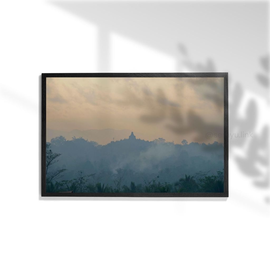Jual Poster Lukisan Cetak Candi Borobudur Hiasan Dinding Kayu Modern ...