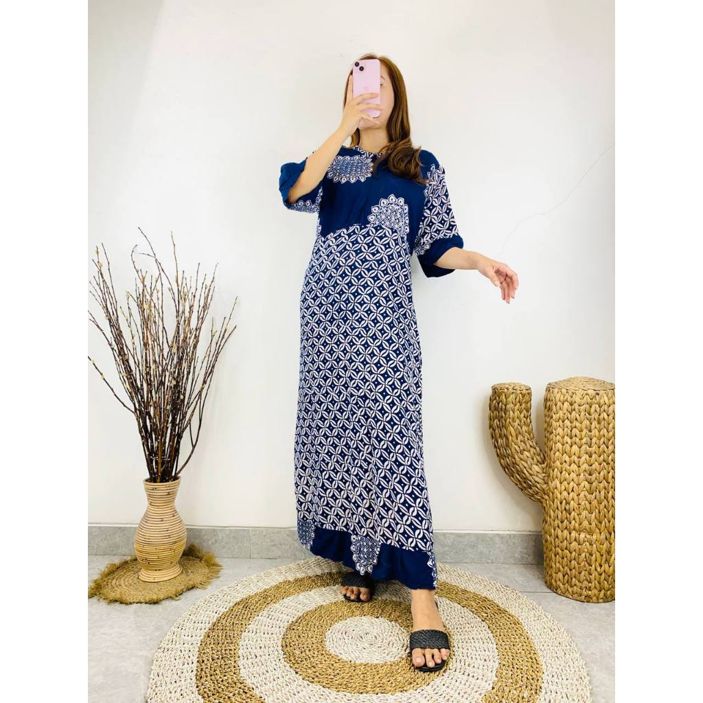 Jual Batik Benang Raja Longdress Maura Cap | Shopee Indonesia